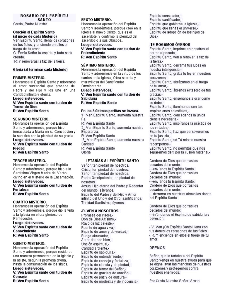 Rosario Del Espíritu Santo Triptico | PDF