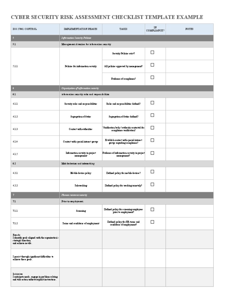 IC Cyber Security Risk Assessment Checklist Example 11680 | PDF