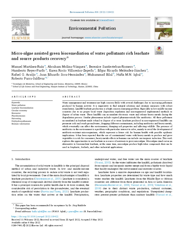 Micro Algae Assisted Green Bioremediation Of Water Pollutants Rich