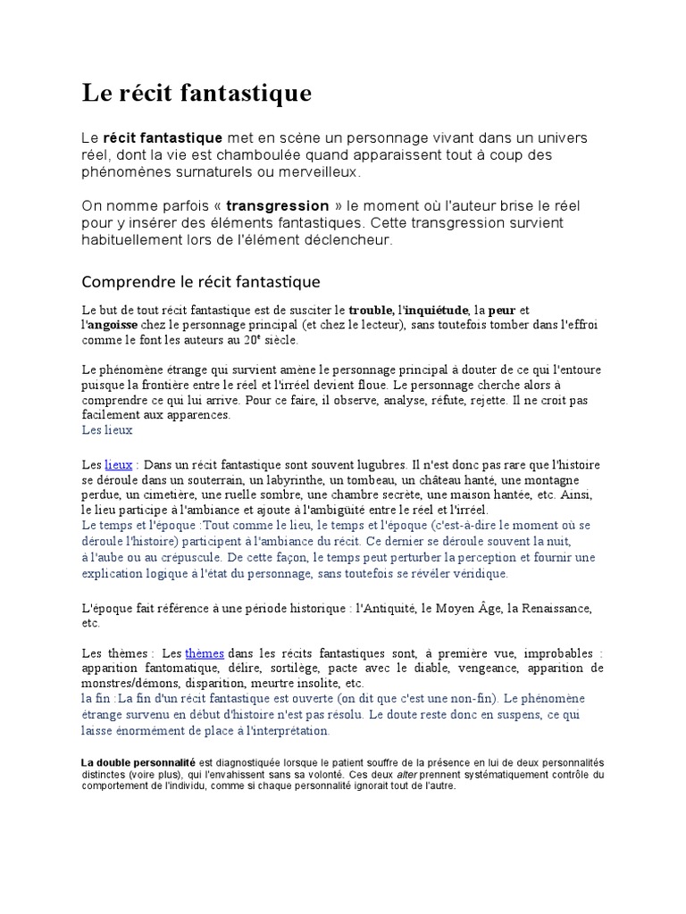 Comprendre le récit fantastique | PDF