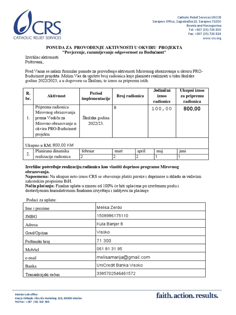 Formular Ponude Profesori | PDF