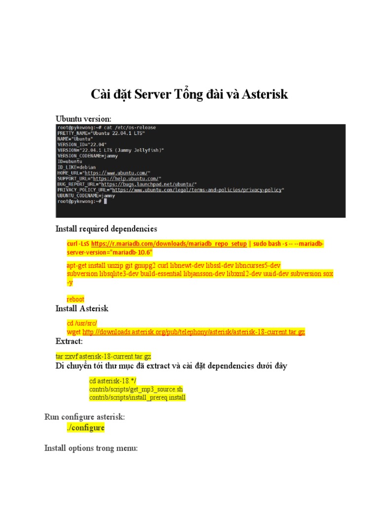 UPDATE - Cài Đặt Server Tổng Đài Và Asterisk | PDF