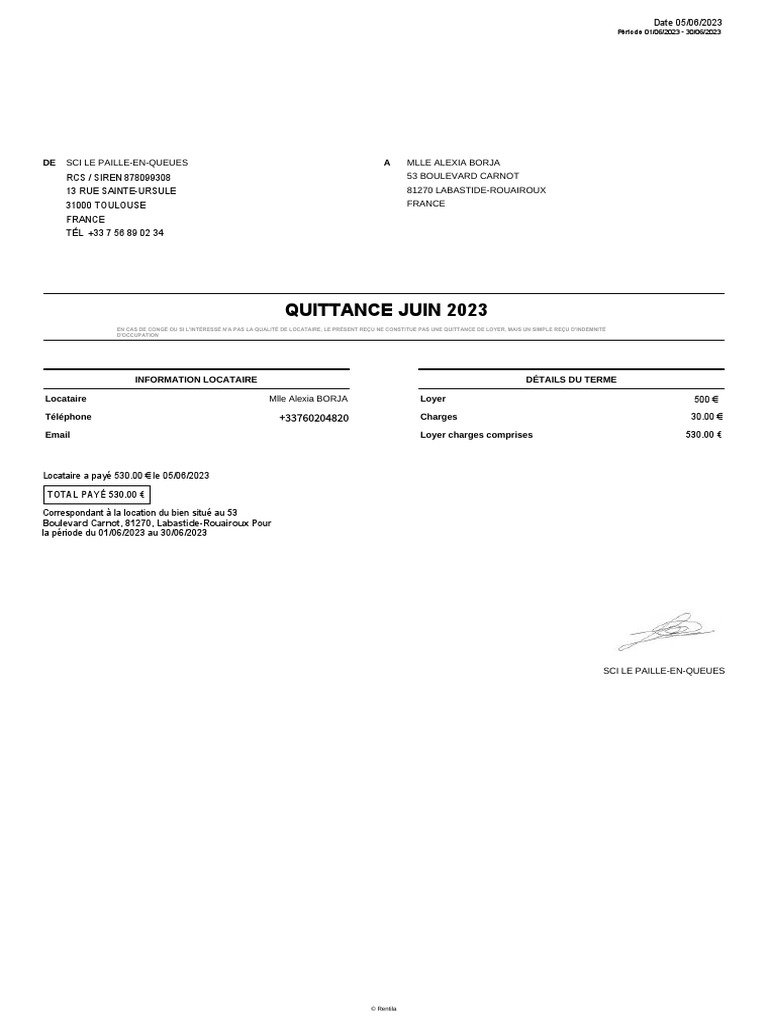 Quittance Juin 2023 | PDF