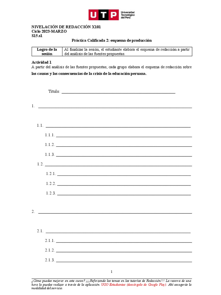 S15.s1 - Práctica Calificada 2. Esquema | PDF | Negocios