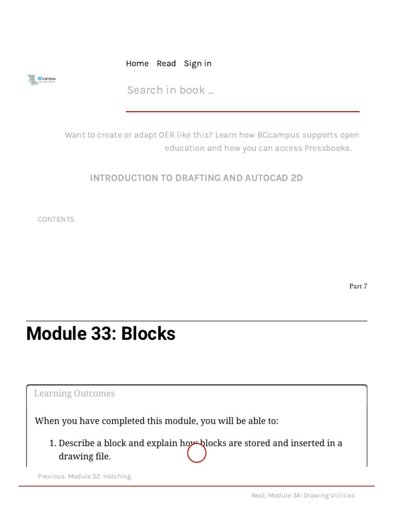 Module 33 - Blocks - Introduction To Drafting and AutoCAD 2D | PDF