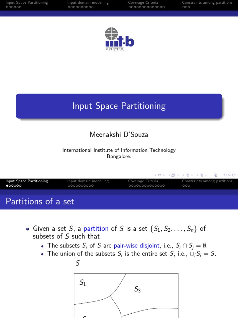 Input Space Partitioning: Meenakshi D'Souza | PDF