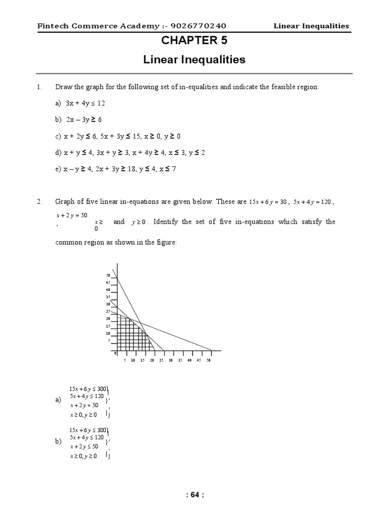 Linear Inequalities and Graphing Solutions | PDF