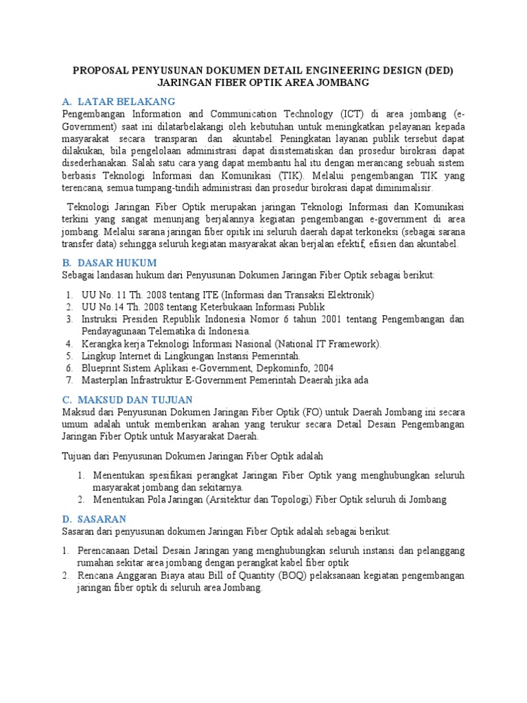 Proposal DED Jaringan Fiber Optic SMC | PDF