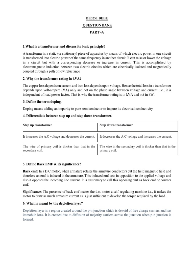 Be3251 Beee QB | PDF | Electric Motor | Transformer