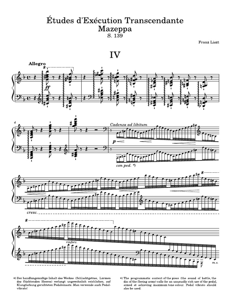 Transcendental Étude No 4 Mazeppa | PDF