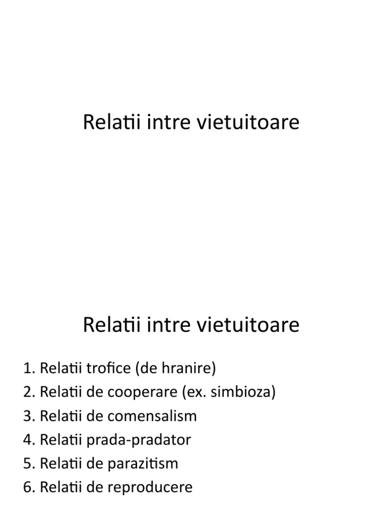 Relatii Intre Vietuitoare | PDF