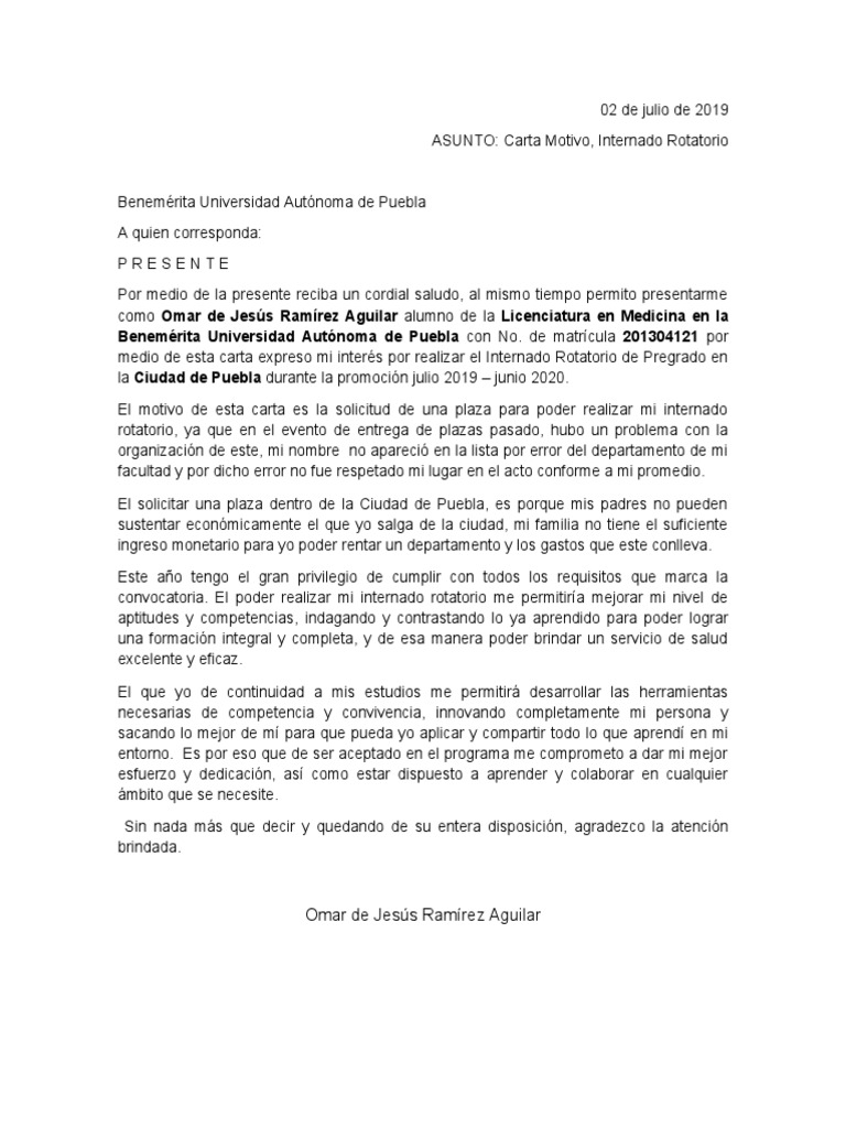 Carta Solicitud Internado 3 | PDF