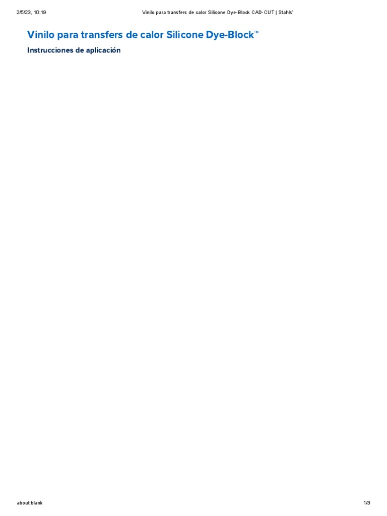 Vinilo para Transfers de Calor Silicone Dye-Block CAD-CUT - Stahls' | PDF