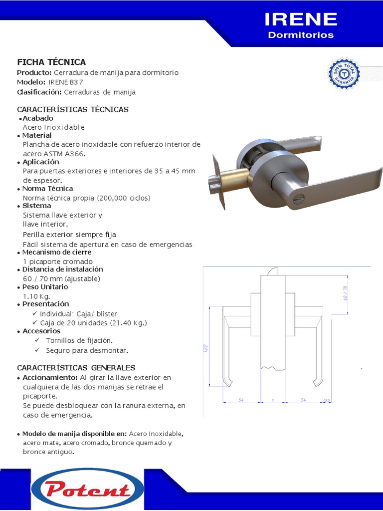 FICHA TECNICA CERRADURA TIPO A | PDF