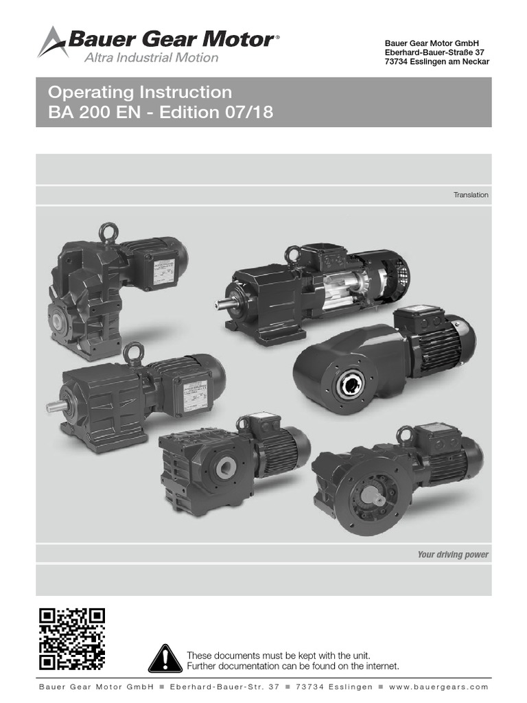 Operating Instruction Ba 200 en - Edition 07/18: Bauer Gear Motor GMBH ...