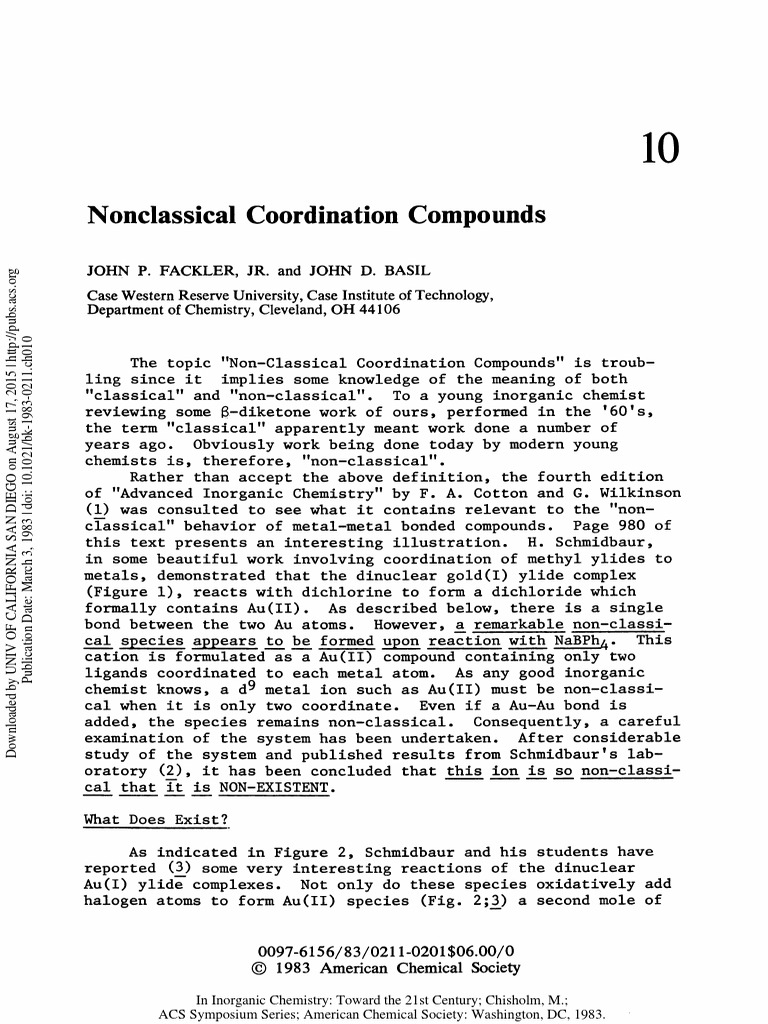 Fackler 1983 | PDF | Coordination Complex | Inorganic Chemistry