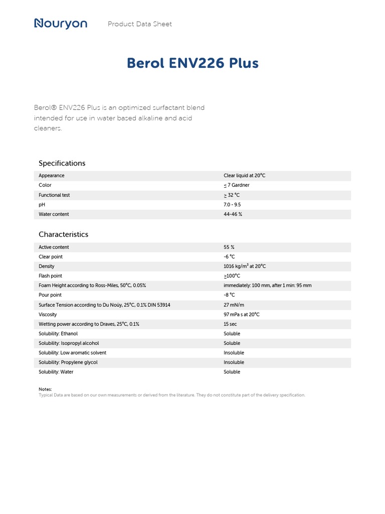 Pds Berol Env226 Plus Emeia en | PDF | Solubility | Water