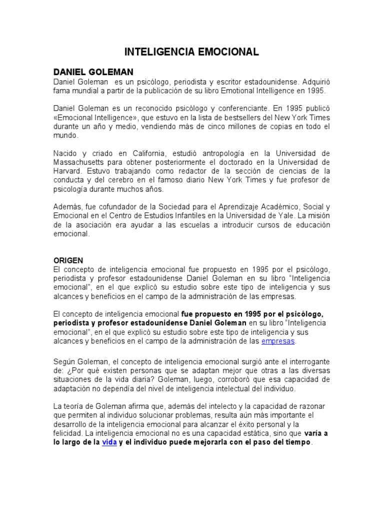 Inteligencia Emocional Pdf Inteligencia Emocional Inteligencia