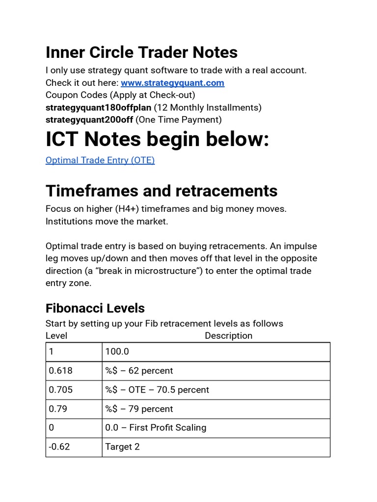 ICT Notes Begin Below:: Inner Circle Trader Notes | PDF | Market Trend ...