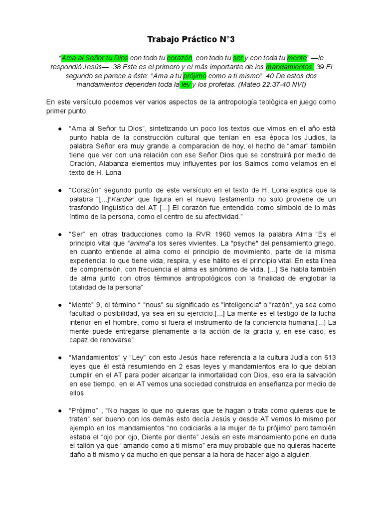 Trabajo Práctico N°3 | Descargar gratis PDF | Alma | Jesús