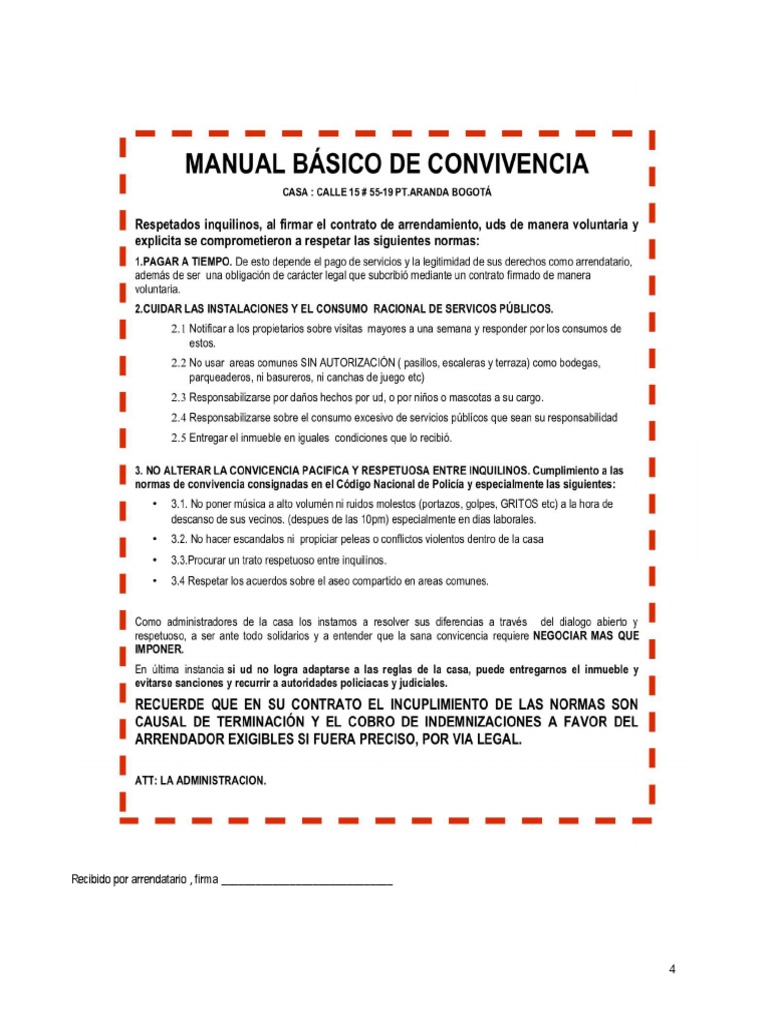 MANUAL BASICO CONVIVENCIA PUENTE ARANDA 2023 | PDF