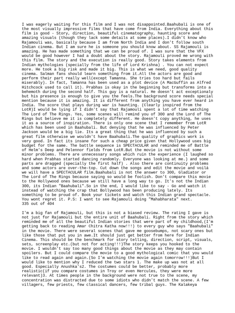 Bahubali Reviews | PDF