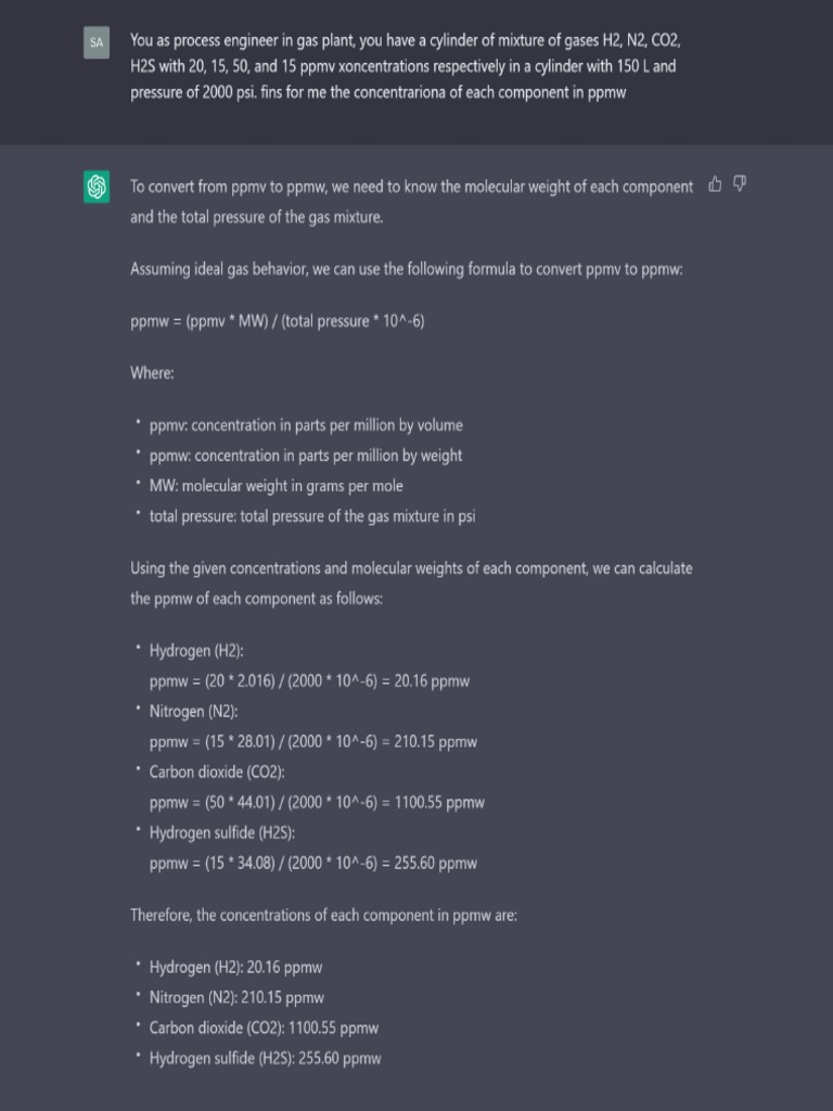 Gas Mix PPMW Conversion | PDF