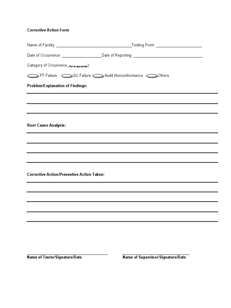 Corrective Action Form | PDF