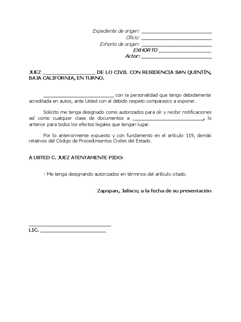 Autorización en Exhorto | PDF