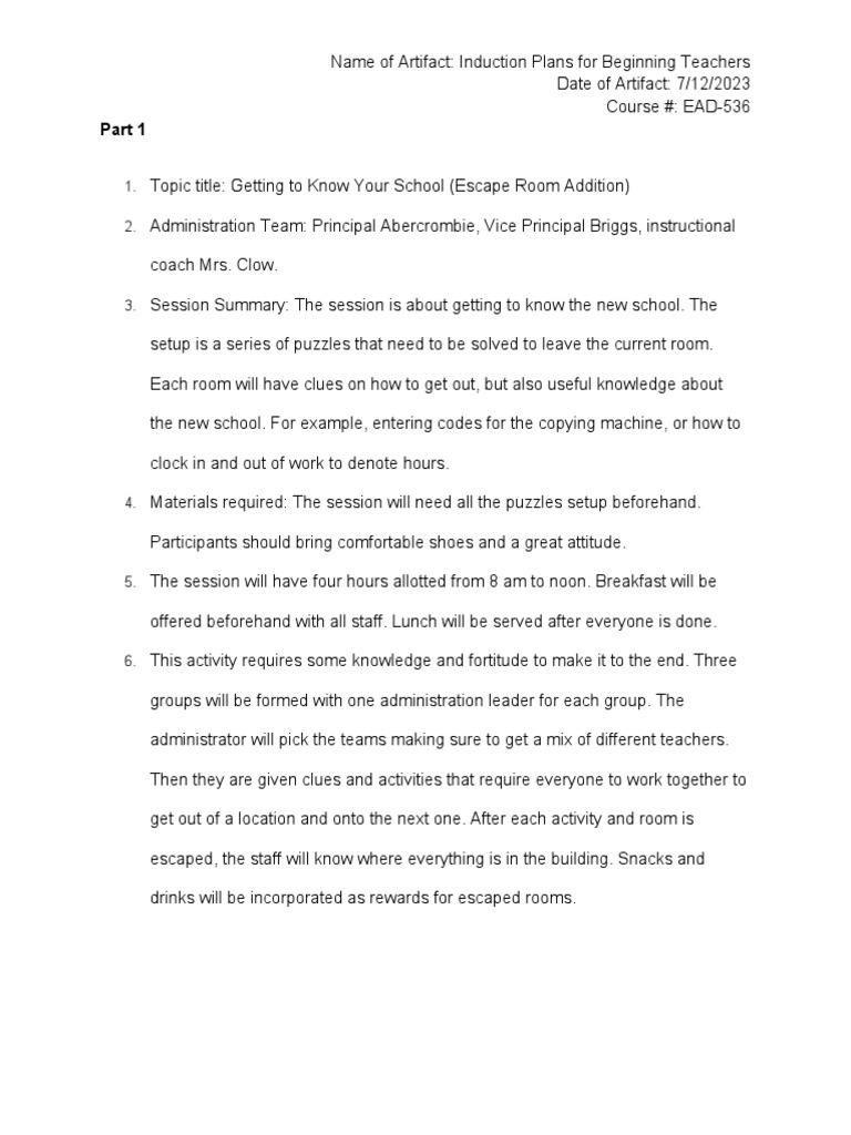 Induction Plans For Beginning Teachers 5 | PDF