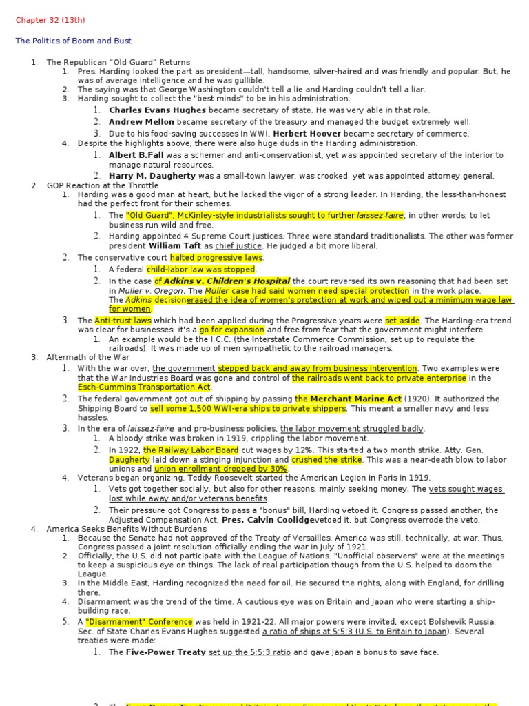 The Politics of Boom and Bust: Chapter 32 (13th) | PDF | Herbert Hoover ...