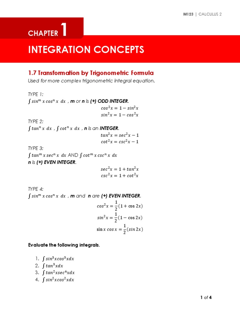 Integral Pdf Integral Trigonometric Functions