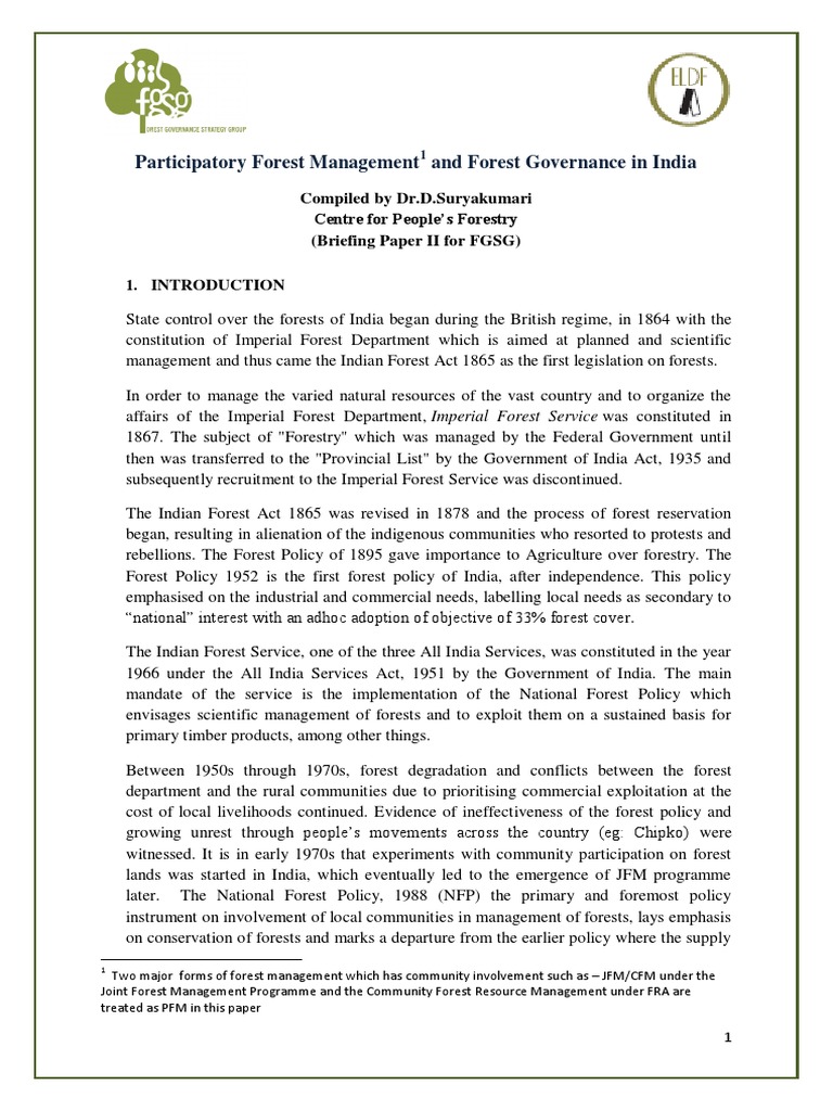 Participatory Forest Management | Download Free PDF | Forestry | Forests