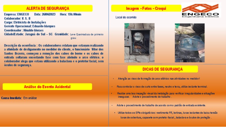 Alerta De Segurança Acidente Vitor Dos Santos Bezerra Pdf