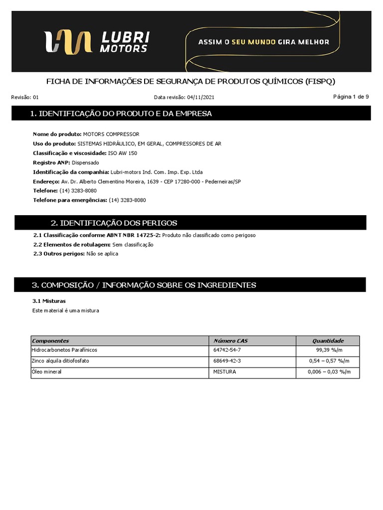 Fispq - Motors Compressor Aw 150 | PDF | Combustão | Embalagem e rotulagem
