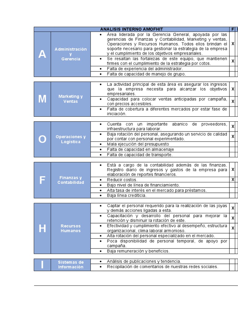 ANALISIS INTERNO AMOFHIT | PDF | Marketing | Logística