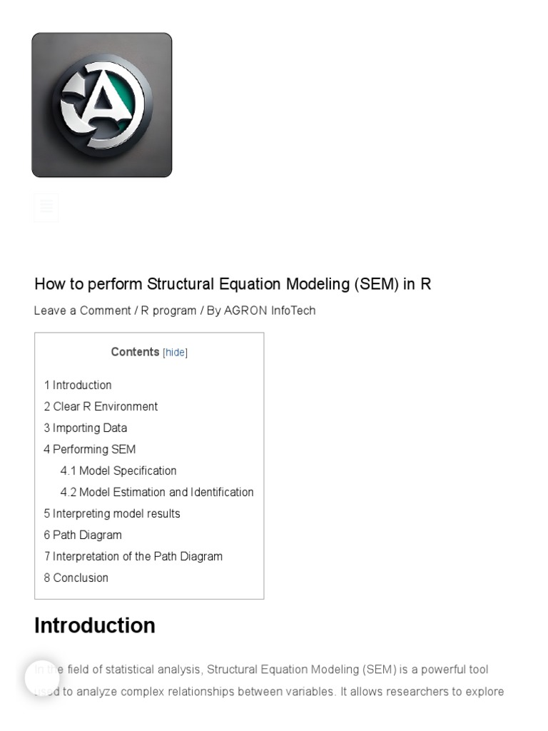 How To Perform Structural Equation Modeling (SEM) in R - AGRON INFO ...
