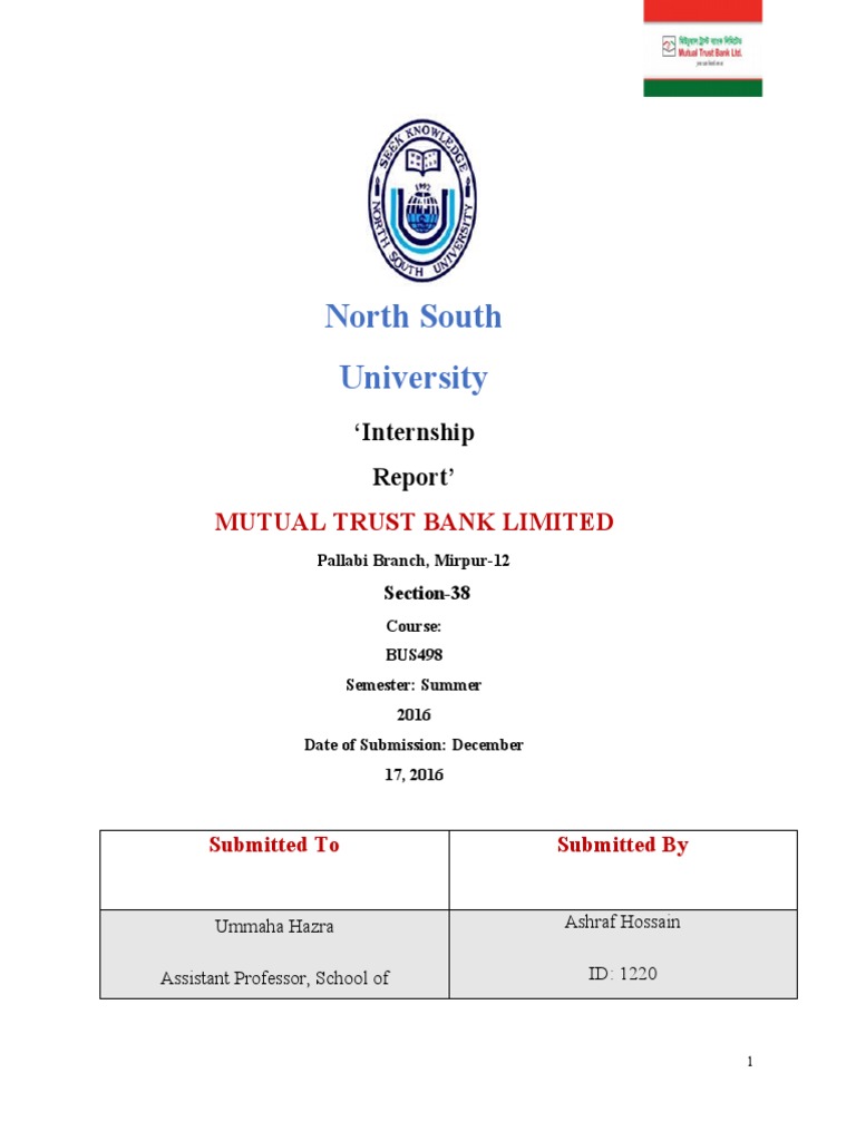 Internship Report: Mutual Trust Bank Ltd. | PDF | Finance & Money ...