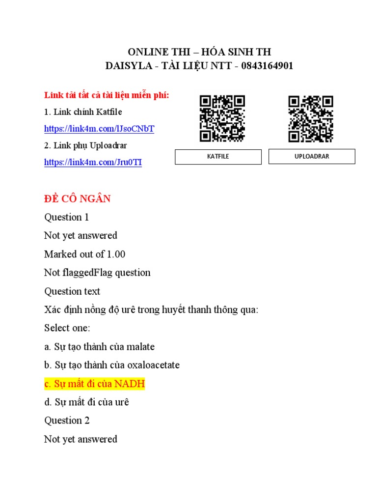 Online Thi C NG N - H A Sinh TH | PDF