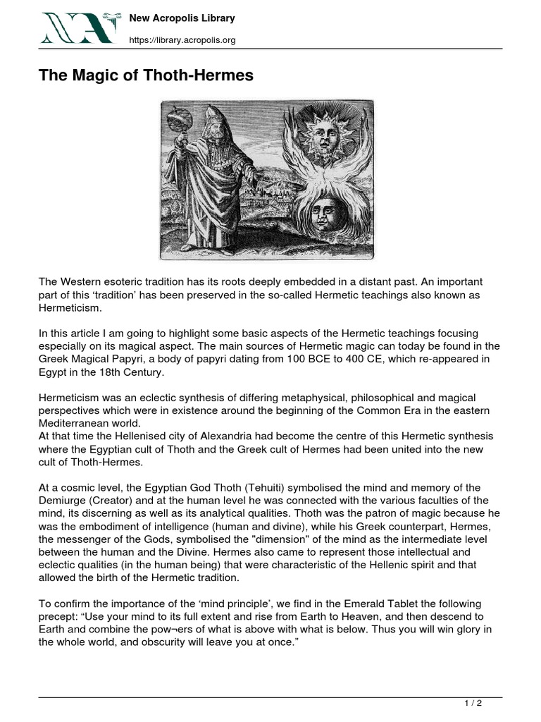 The Magic of Thoth Hermes | PDF | Hermeticism | Hermes Trismegistus