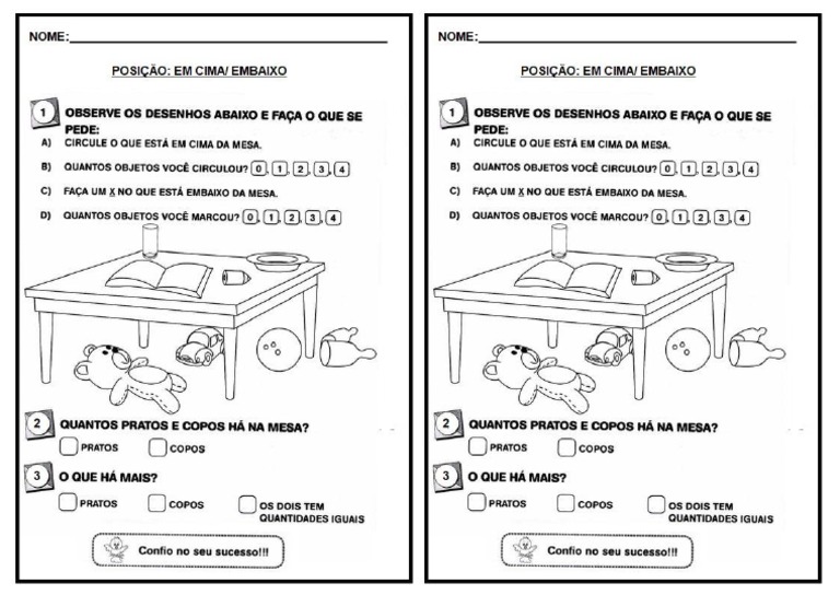 Atividade em Cima e Embaixo | PDF