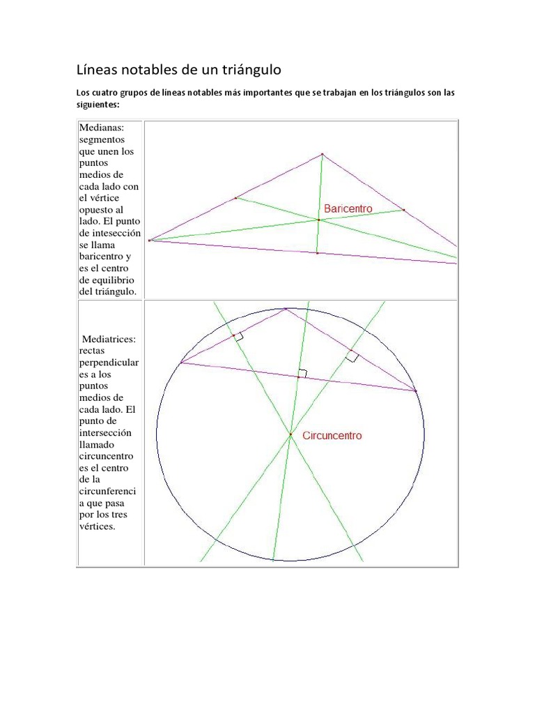 Líneas Notables de Un Triángulo | PDF | Triángulo | Matemática Elemental
