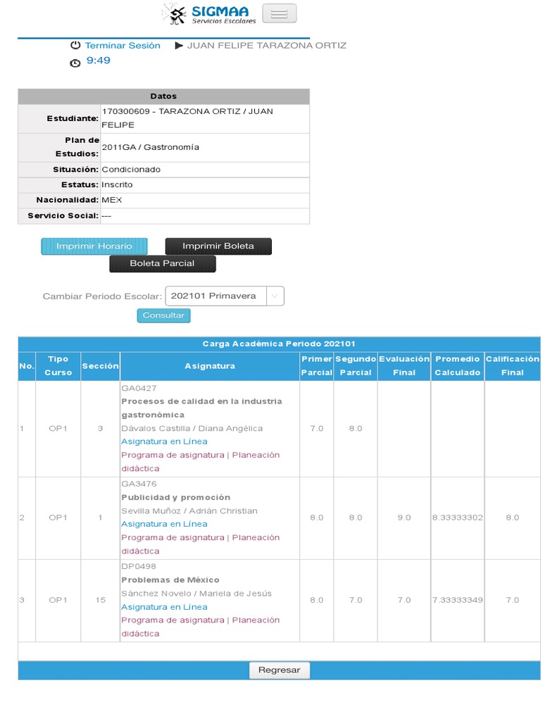 SIGMAA - Calificaciones y Reportes | PDF