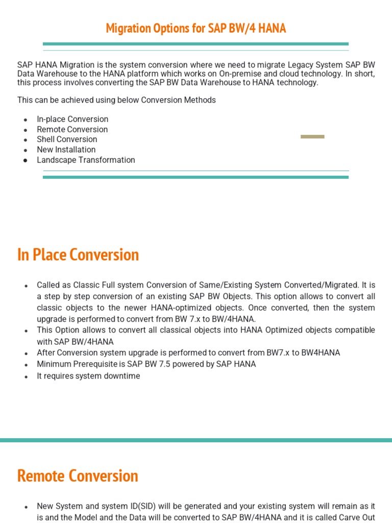 SAP BW4HANA Migration Options | PDF | Software Development ...