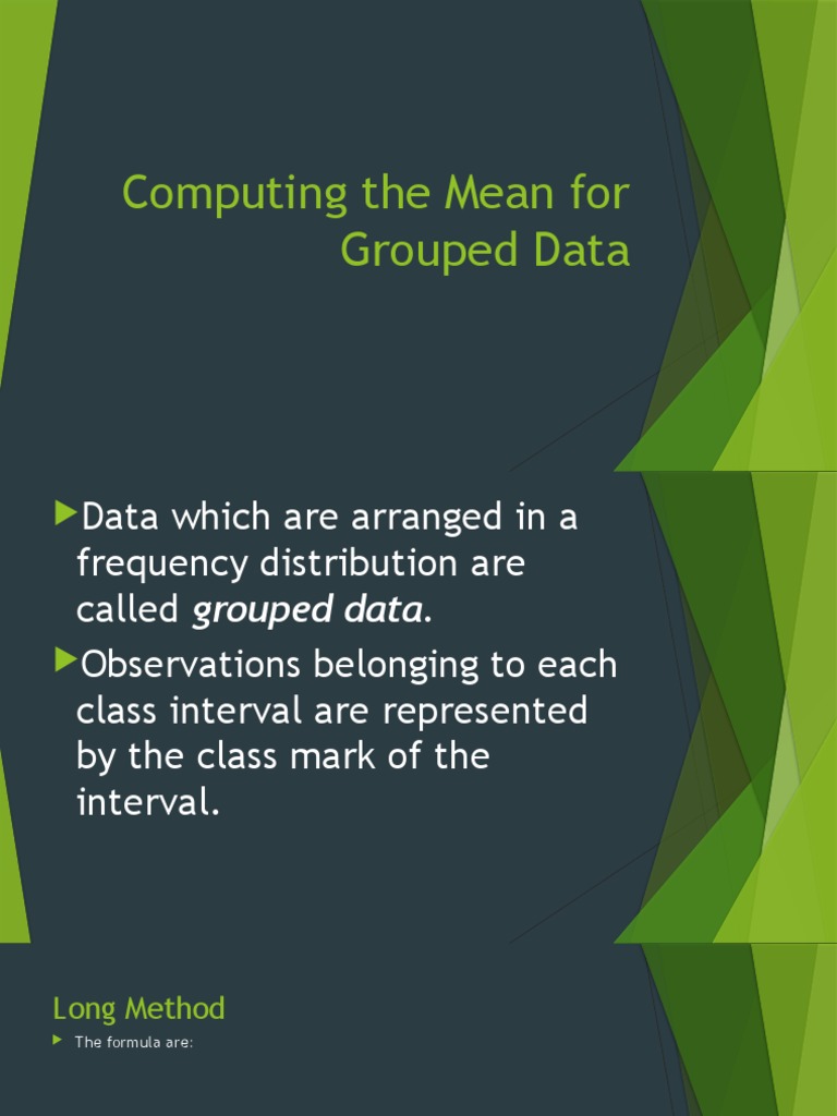 Computing the Mean for Grouped Data | PDF
