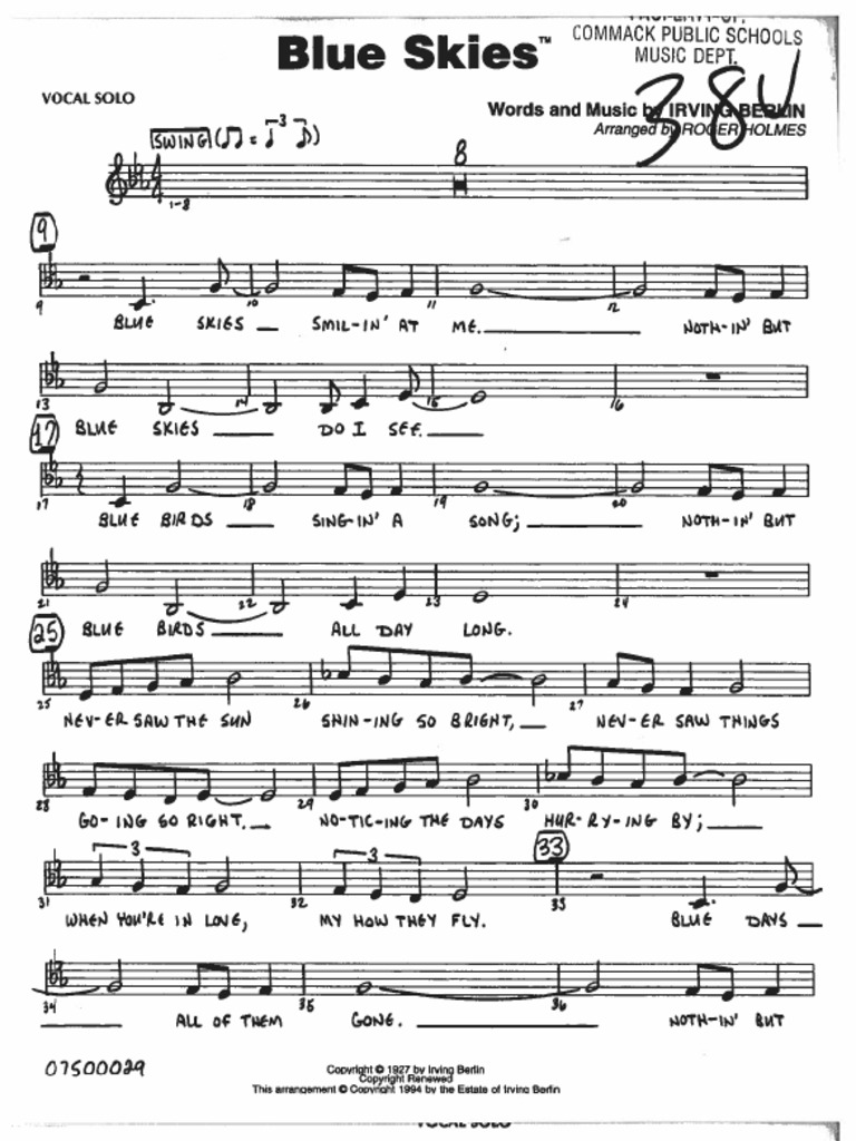 Blues Skies-Vocal Solo and Big Band | PDF