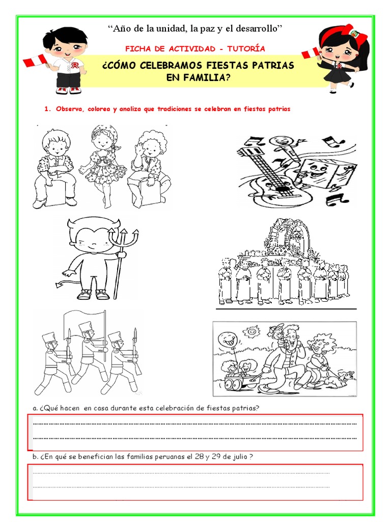 Ficha-Mart-Tut-¿Cómo Celebramos Fiestas Patrias en Familia | PDF