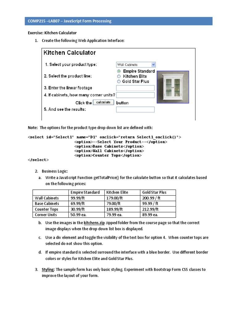 07 - Javascript Kitchen Calculator | PDF