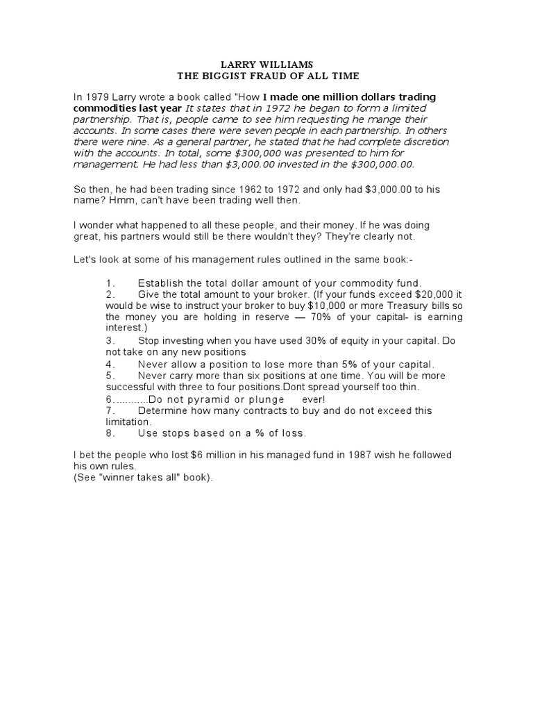 Fraud Larry Williams The True Trading Life | PDF | Futures Contract | Money
