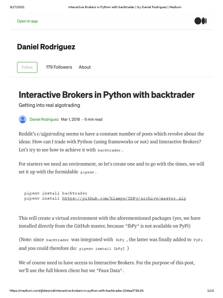 Interactive Brokers in Python With Backtrader by Daniel Rodrig-Job 6 | PDF | Computing ...